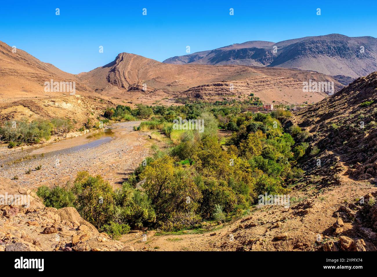 Fertile valley in the Jebel Sirwa area, (Jebel Siroua ) of the anti ...