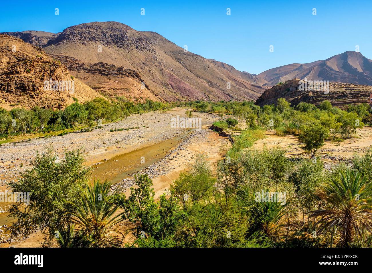 Fertile valley in the Jebel Sirwa area, (Jebel Siroua ) of the anti ...