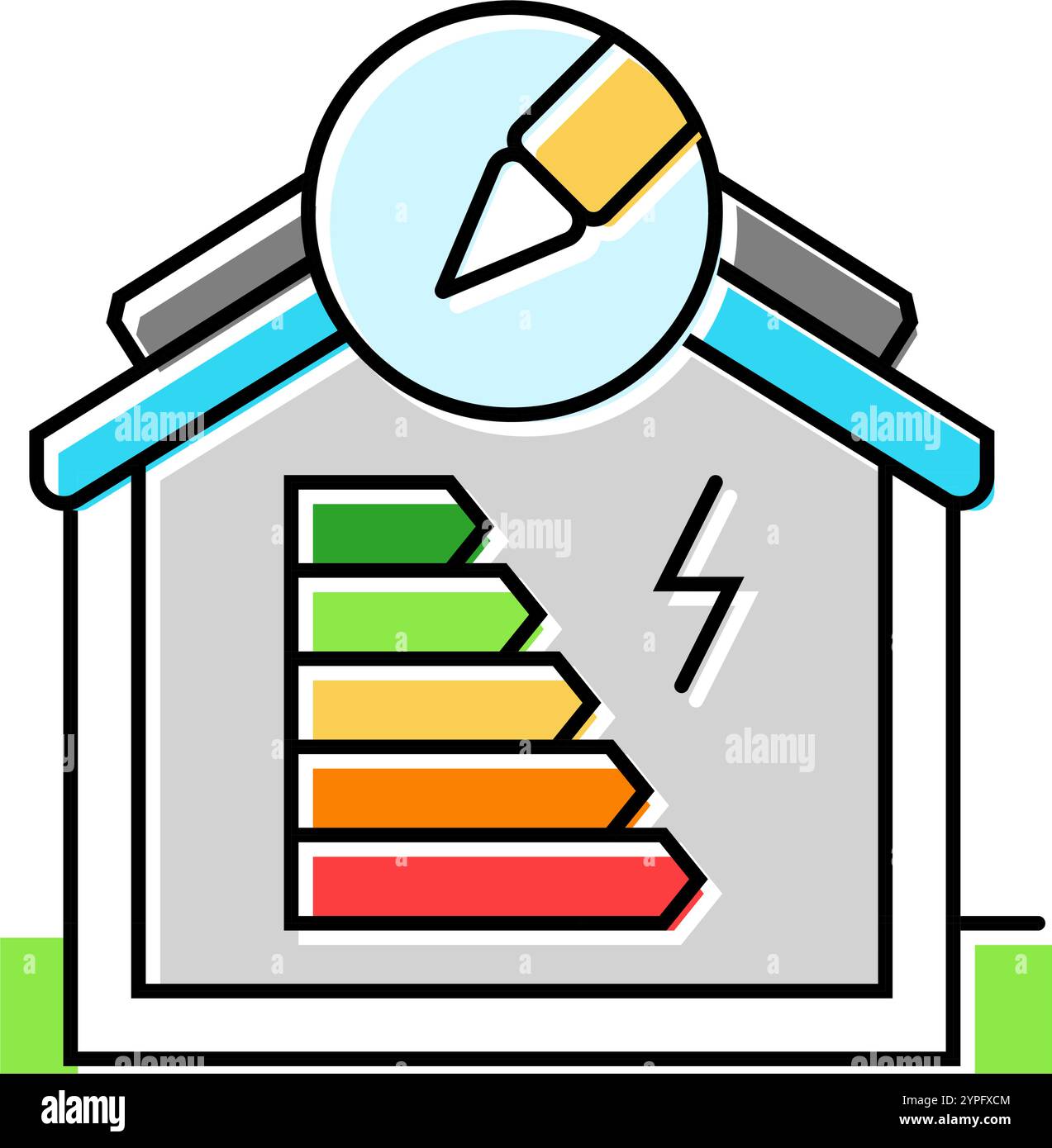 energy efficient building design color icon vector illustration Stock ...