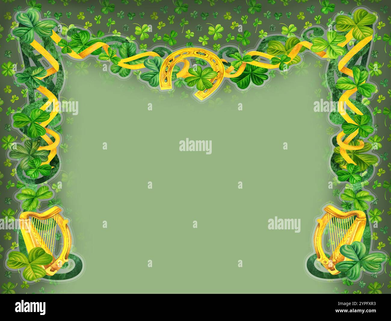 Green fantasy frame for messages, invitations on St. Patrick's Day ...