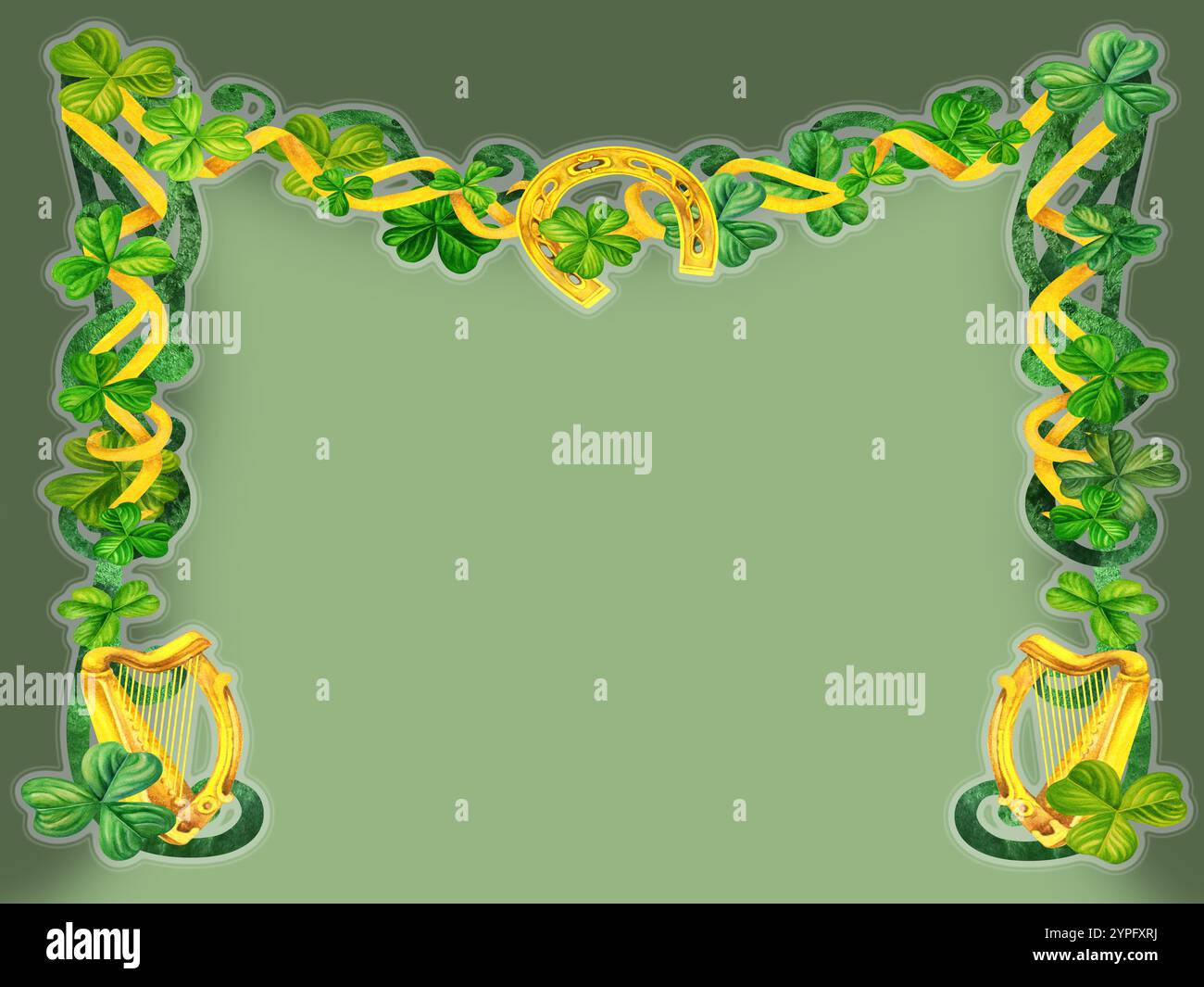 Green fantasy frame for messages, invitations on St. Patrick's Day ...
