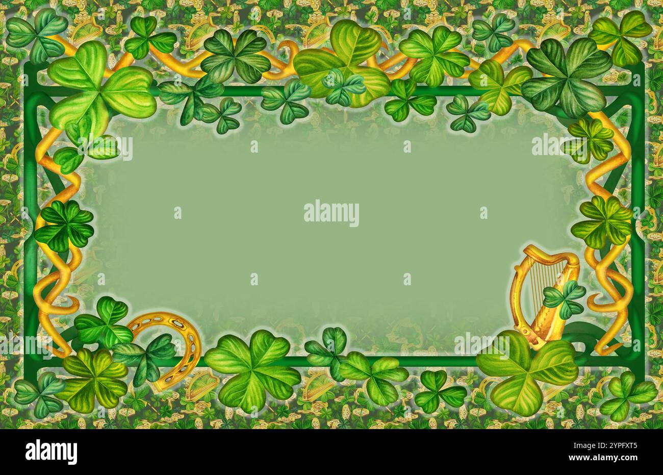 Green fantasy frame for messages, invitations on St. Patrick's Day ...