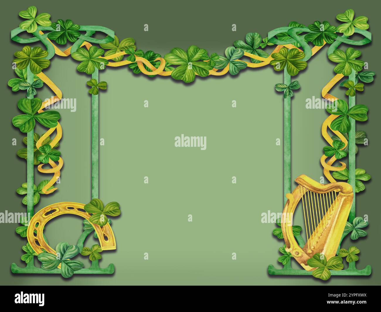 Green fantasy frame for messages, invitations on St. Patrick's Day ...