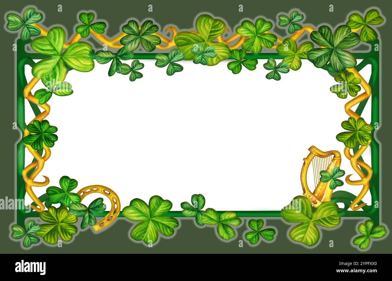 Green fantasy frame for messages, invitations on St. Patrick's Day ...