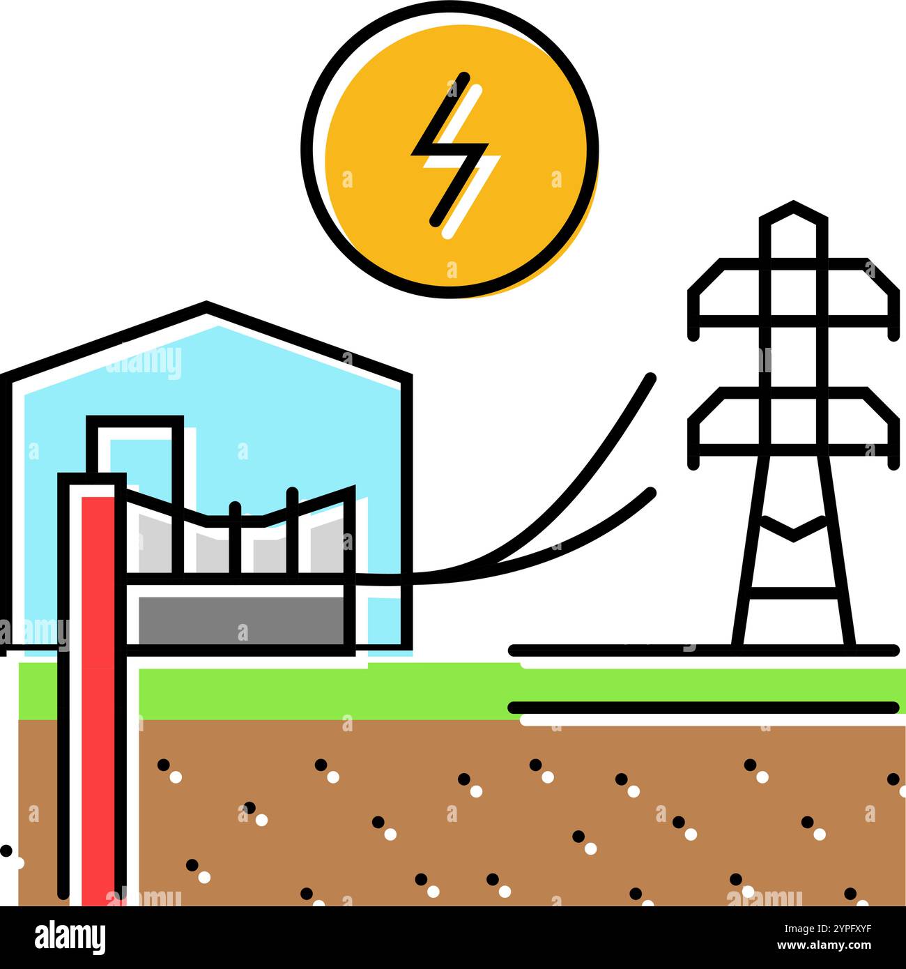 power station geothermal energy color icon vector illustration Stock ...