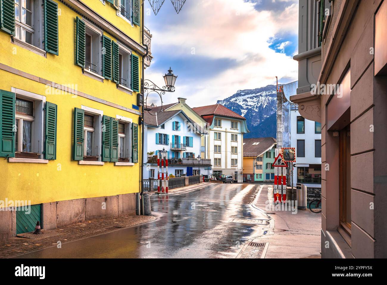 Town of Interlaken street view, Berner Oberland region of Switzerland ...