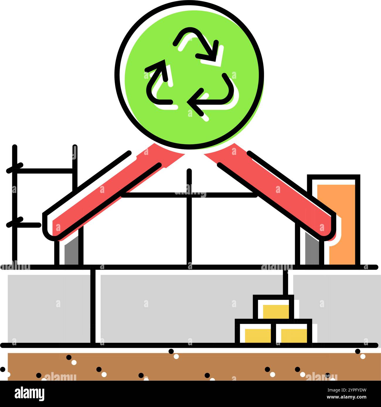 sustainable construction green building color icon vector illustration ...
