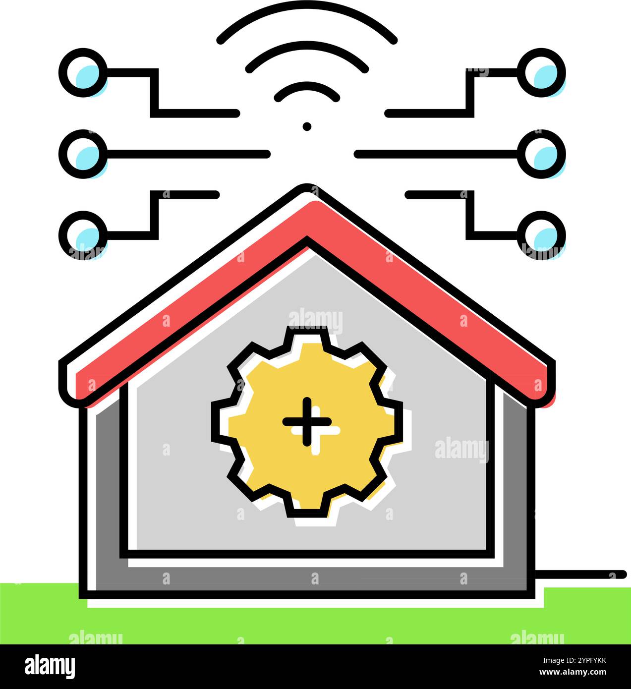 smart technology green building color icon vector illustration Stock ...
