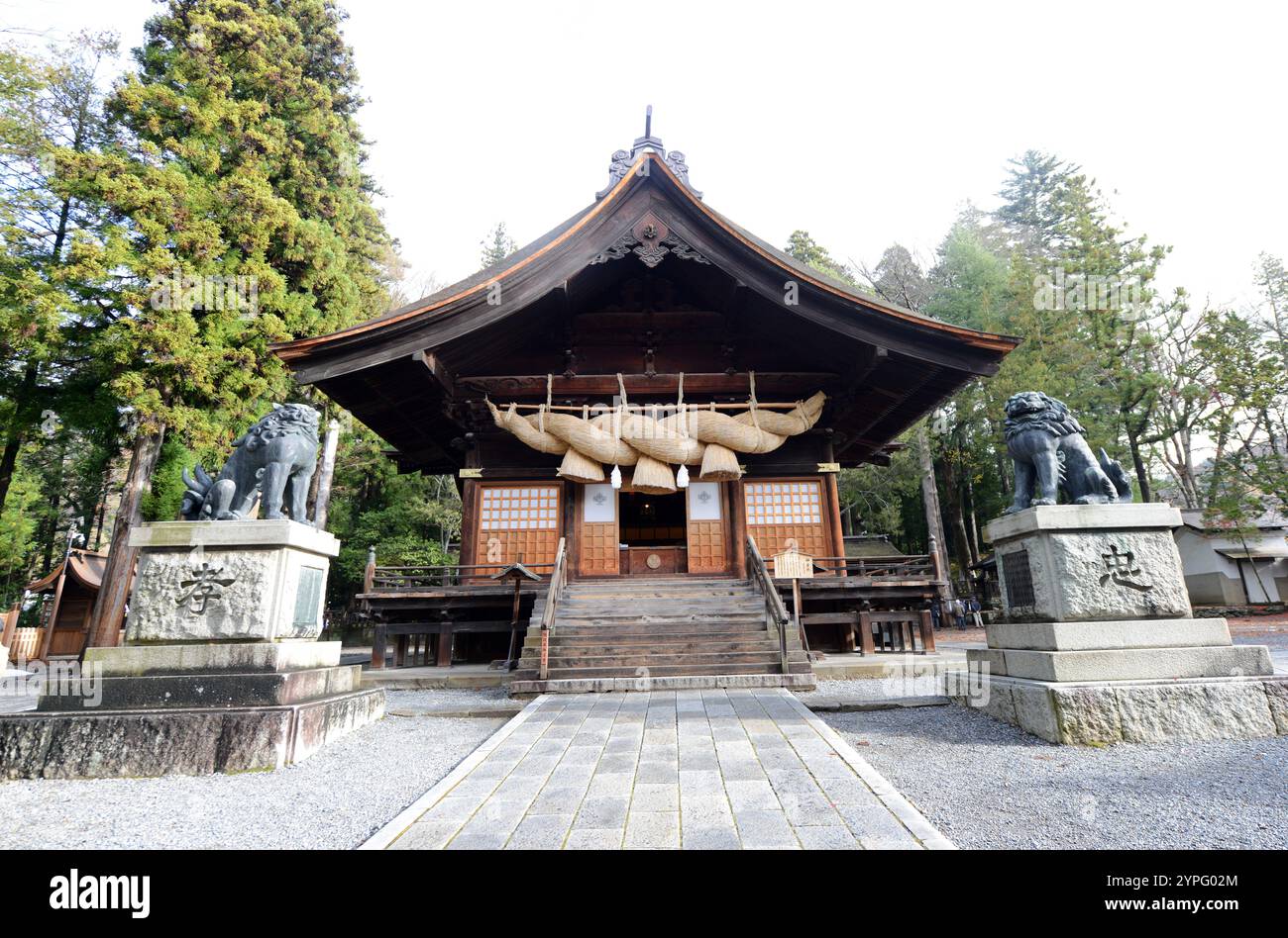 Suwa Taisha Shimosha Akimiya Shinto shrine near Suwa lake in Nagano ...