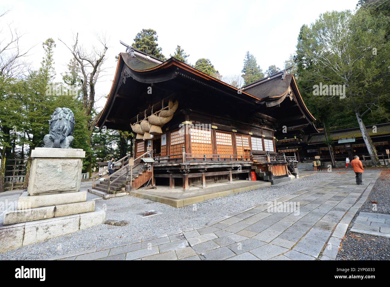 Suwa Taisha Shimosha Akimiya Shinto shrine near Suwa lake in Nagano ...