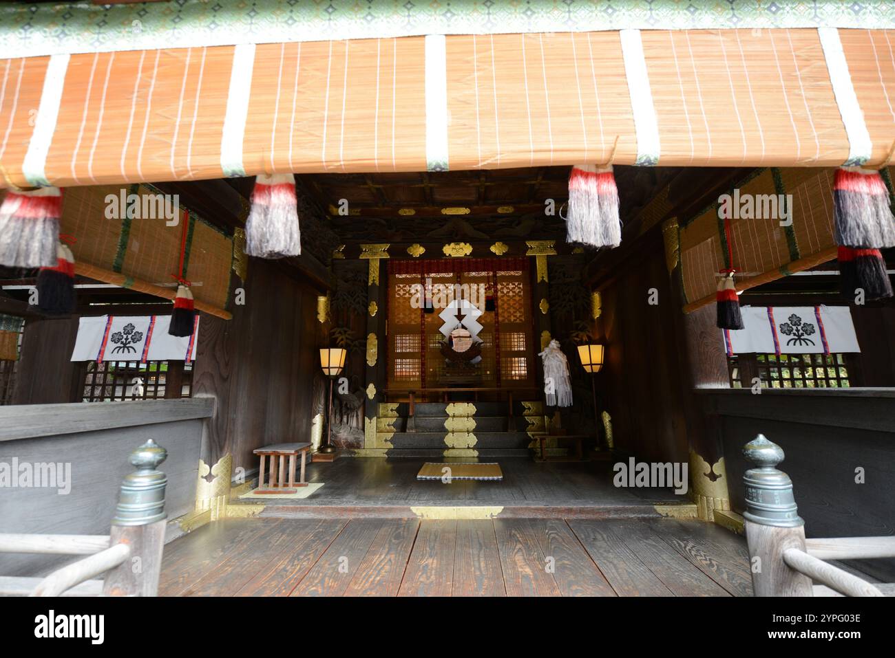 Suwa Taisha Shimosha Akimiya Shinto shrine near Suwa lake in Nagano ...