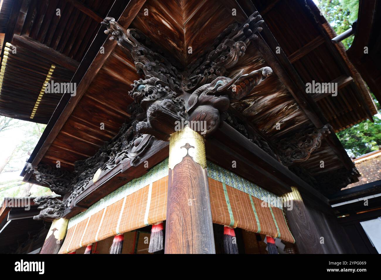 Suwa Taisha Shimosha Akimiya Shinto shrine near Suwa lake in Nagano ...