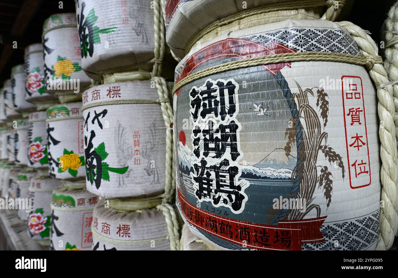 Suwa Taisha Shimosha Akimiya Shinto shrine near Suwa lake in Nagano ...