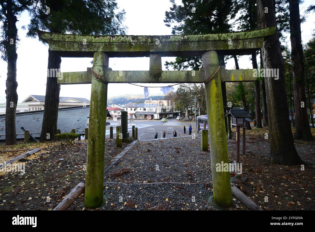Suwa Taisha Shimosha Akimiya Shinto shrine near Suwa lake in Nagano ...