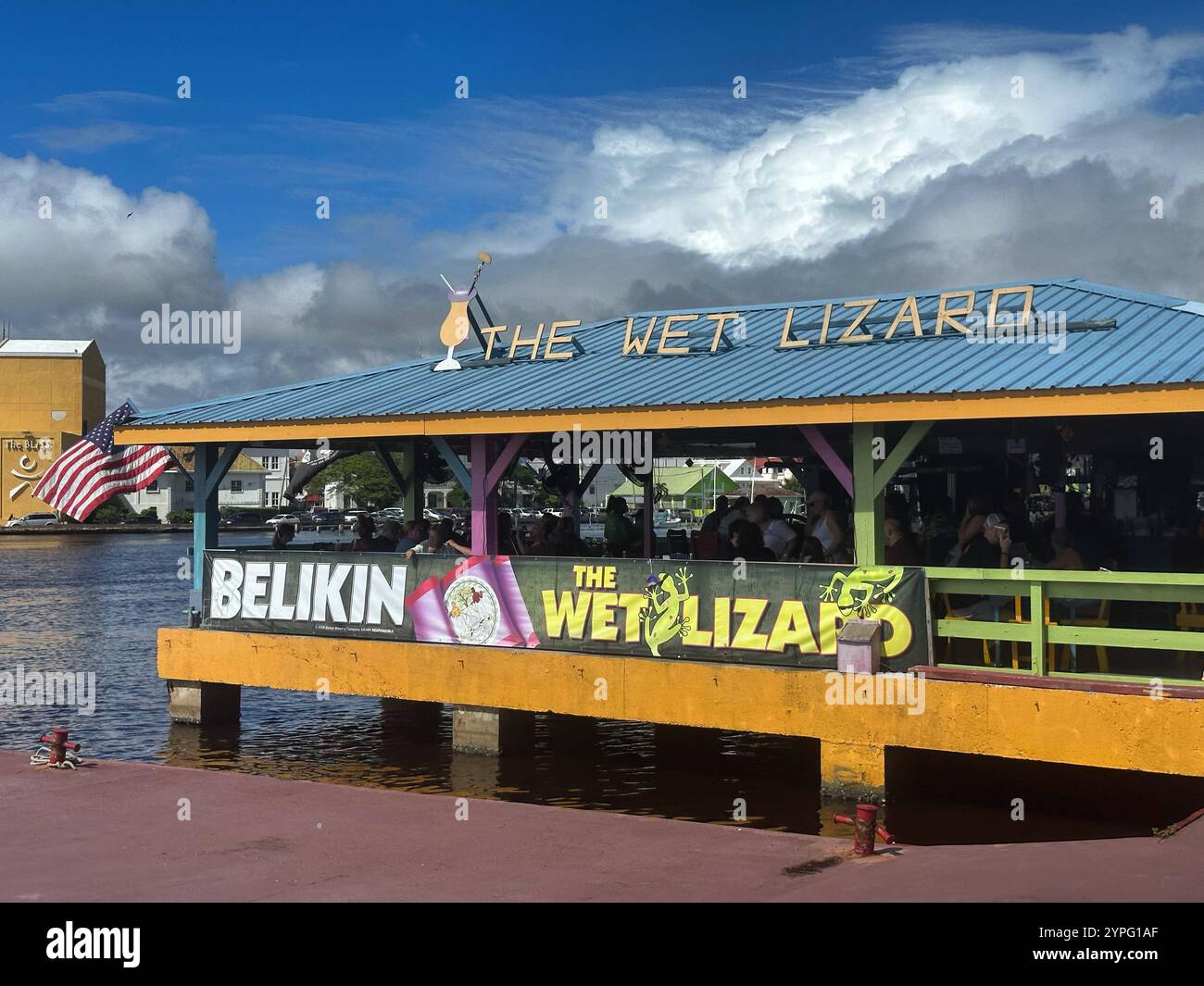 The Wet Lizard restaurant, Belize City, Belize, North America Stock ...
