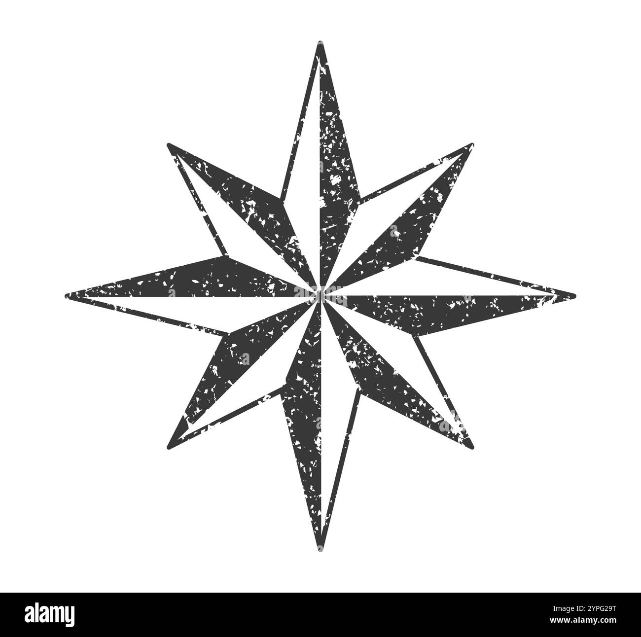 8 horns Nautical star grunge stamp icon symbol. Compass marine ...