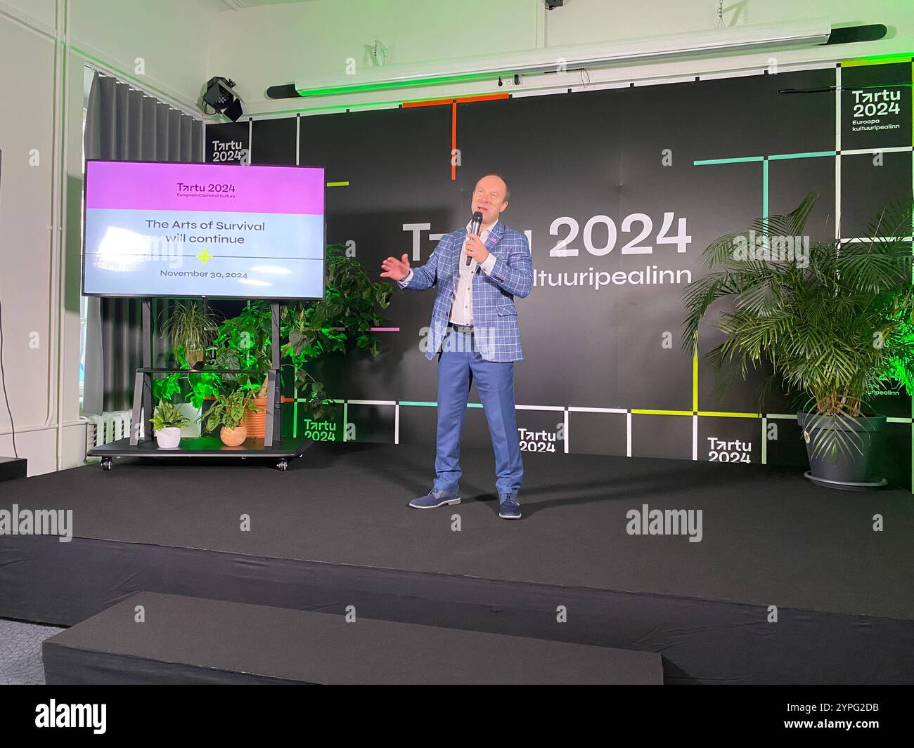 Tartu, Estonia. 30th Nov, 2024. Tartu 2024 Director Kuldar Leis speaks ...