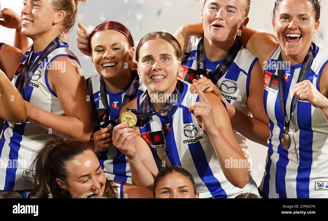 Melbourne, Australia. 29th Nov, 2024. Jasmine Garner of the Kangaroos ...