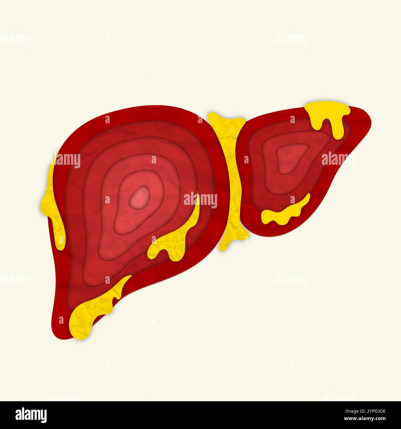 Contemporary art collage. Stylized liver depiction with highlighted ...