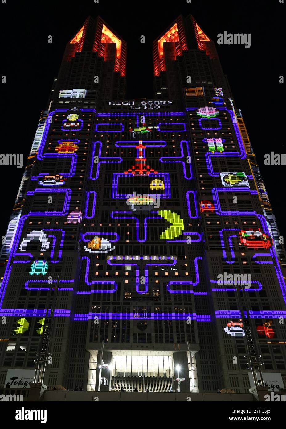 Tokyo, Japan. 30th Nov, 2024. A projection mapping of the arcade game ...