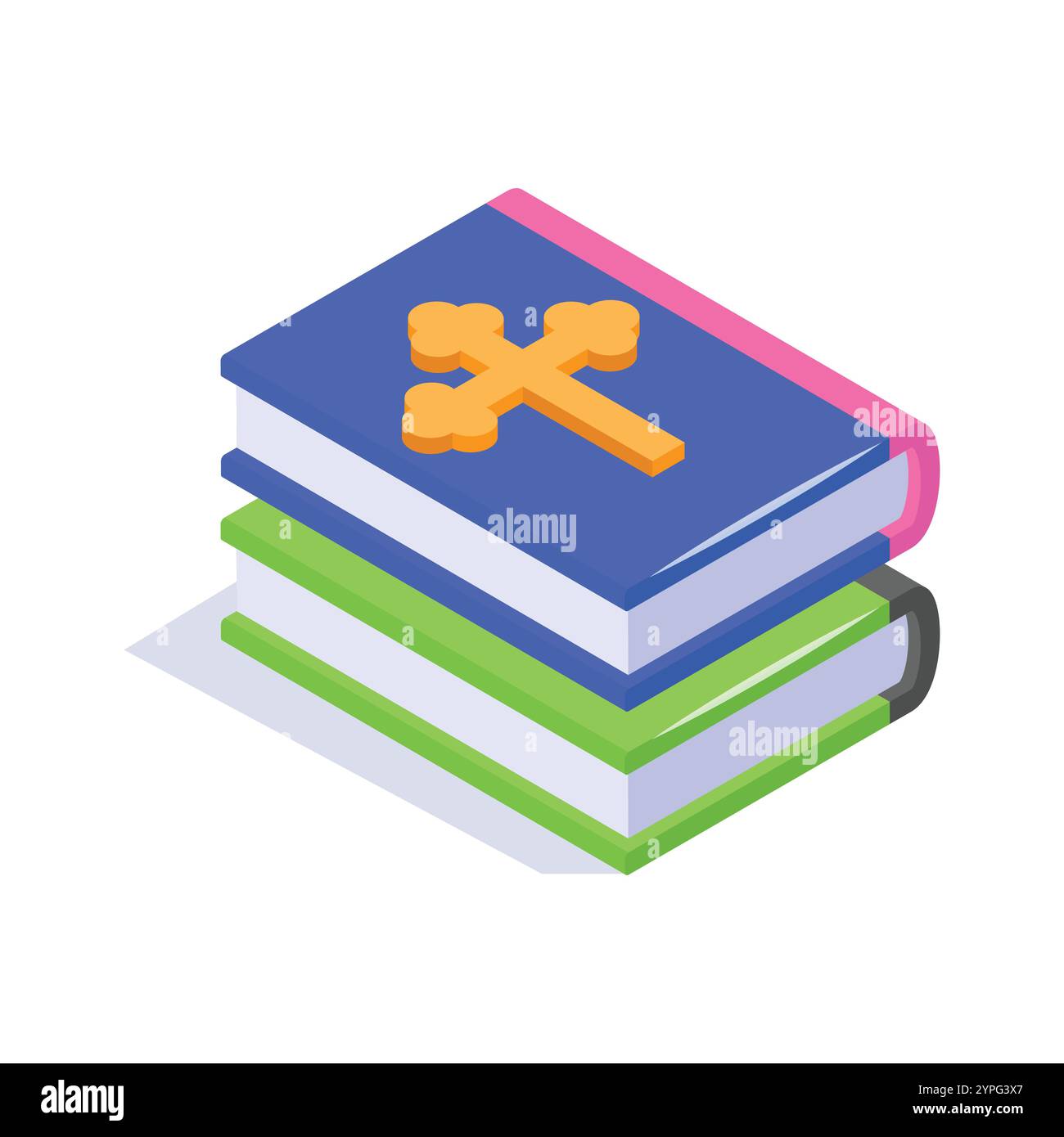Christian cross sign on book denoting holy book bible concept isometric ...