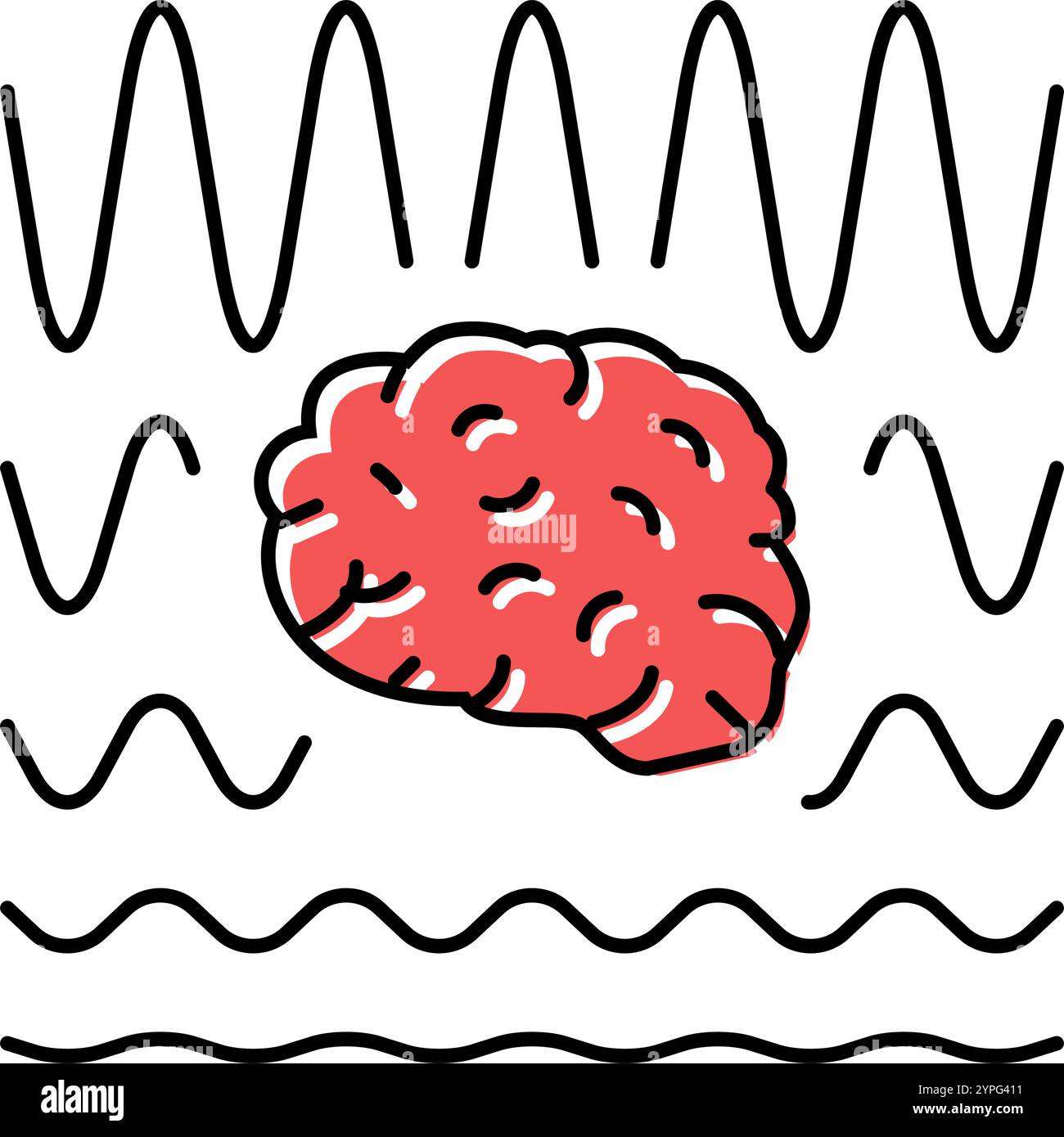 brainwaves neuroscience neurology color icon vector illustration Stock ...