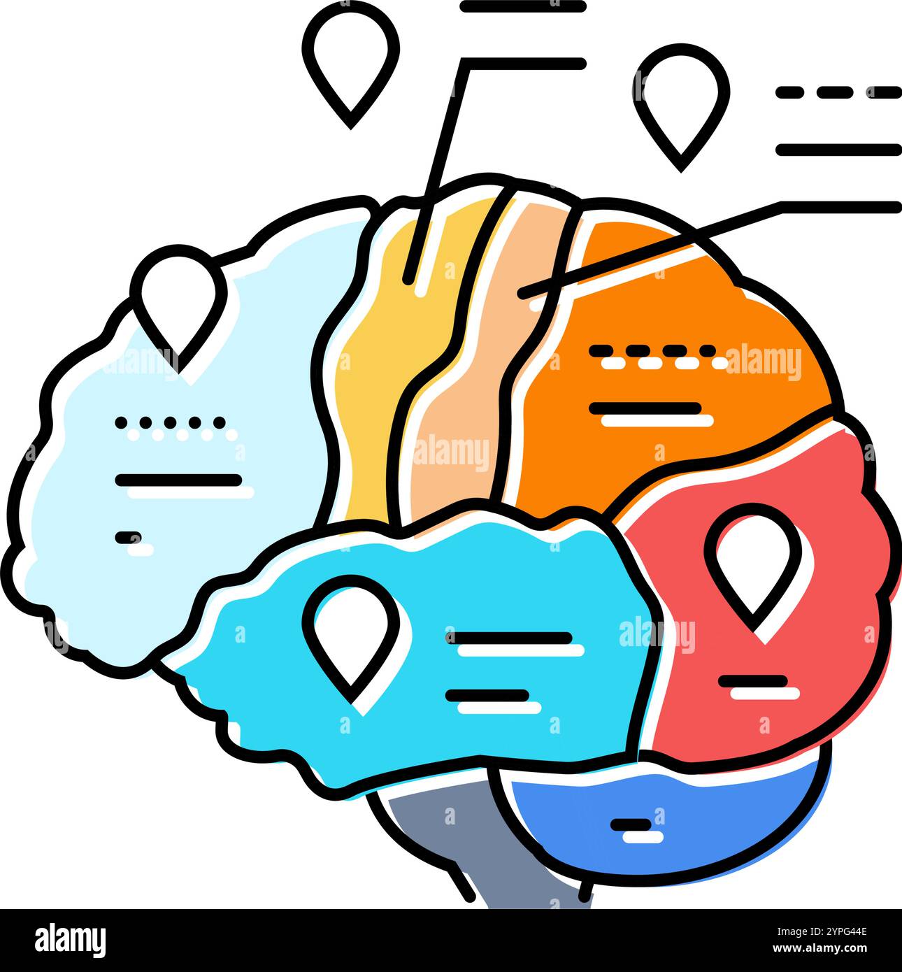 brain mapping neuroscience neurology color icon vector illustration ...