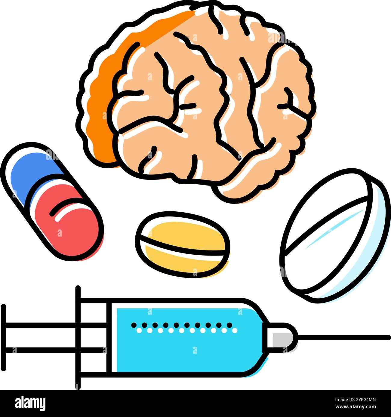 neuroinformatics neuroscience neurology color icon vector illustration ...