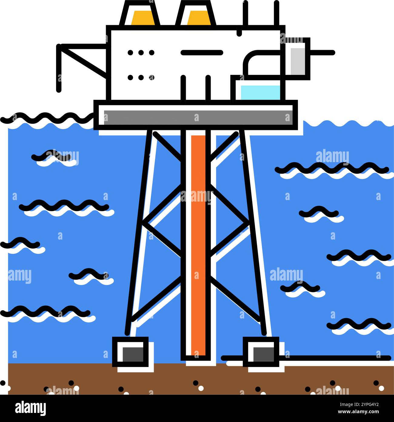 offshore drilling oil industry color icon vector illustration Stock ...