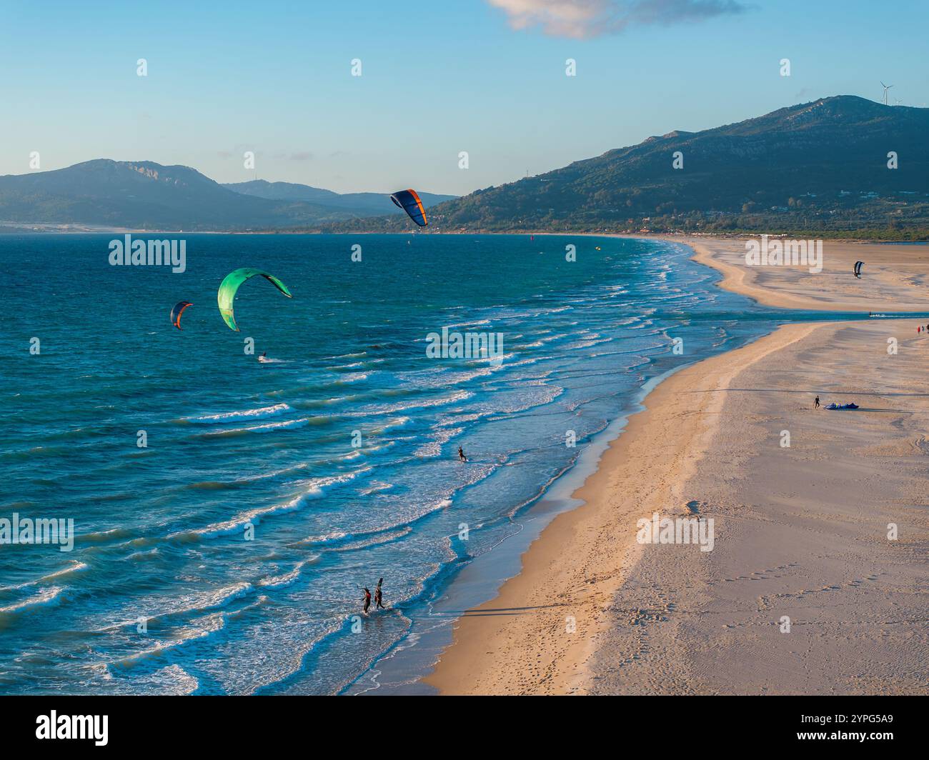 Aerial View of Kite Surfers on Tarifa Beach in Spain Stock Photo - Alamy