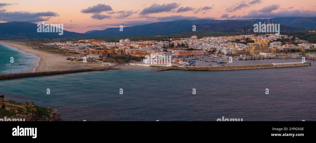 Aerial View of Tarifa Town, Spain with Coastal Landscape and Harbor ...