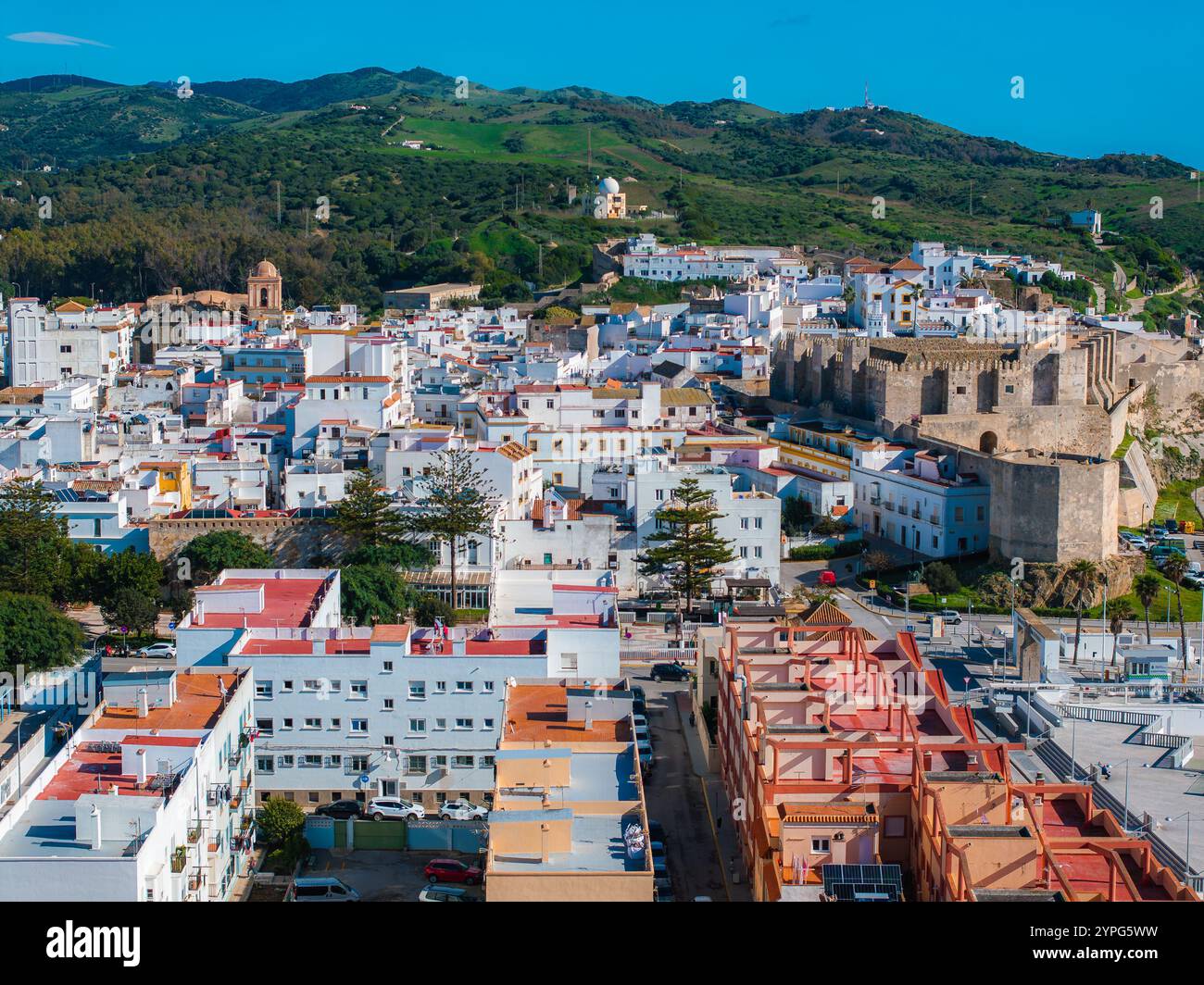 Aerial View of Tarifa, Spain with Guzman Castle and Andalusian ...
