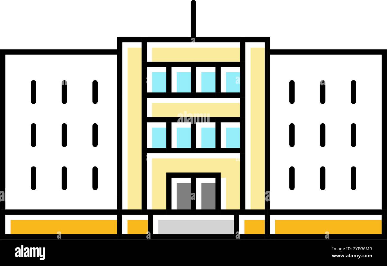 How To Draw A School Building With Colour