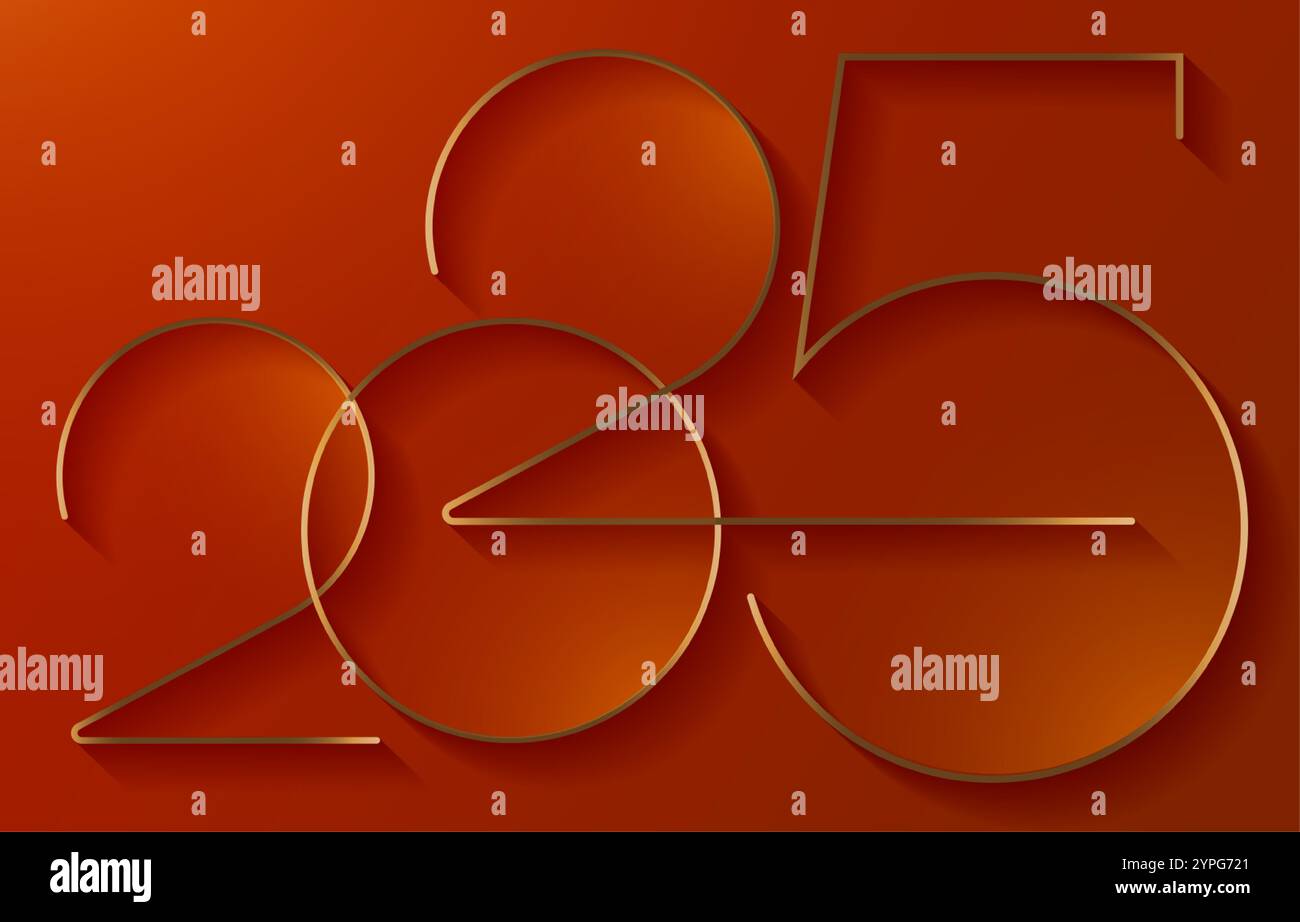 2025 gold numbers logo design. Holiday greeting card. New Year Holiday ...