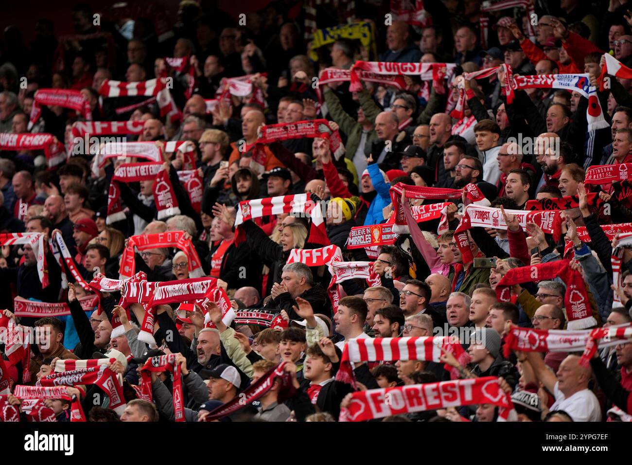 Nottingham Forest fans in the stands before the Premier League match at ...
