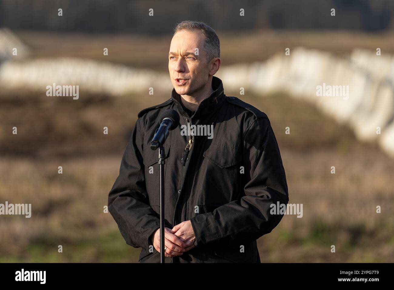 Cezary Tomczyk, Secretary of State speaks during a press conference ...