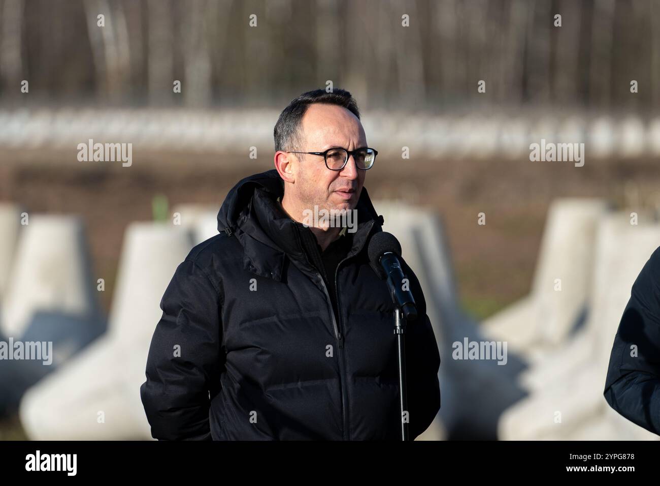 Dariusz Klimczak, Minister infrastruktury speaks during a press ...
