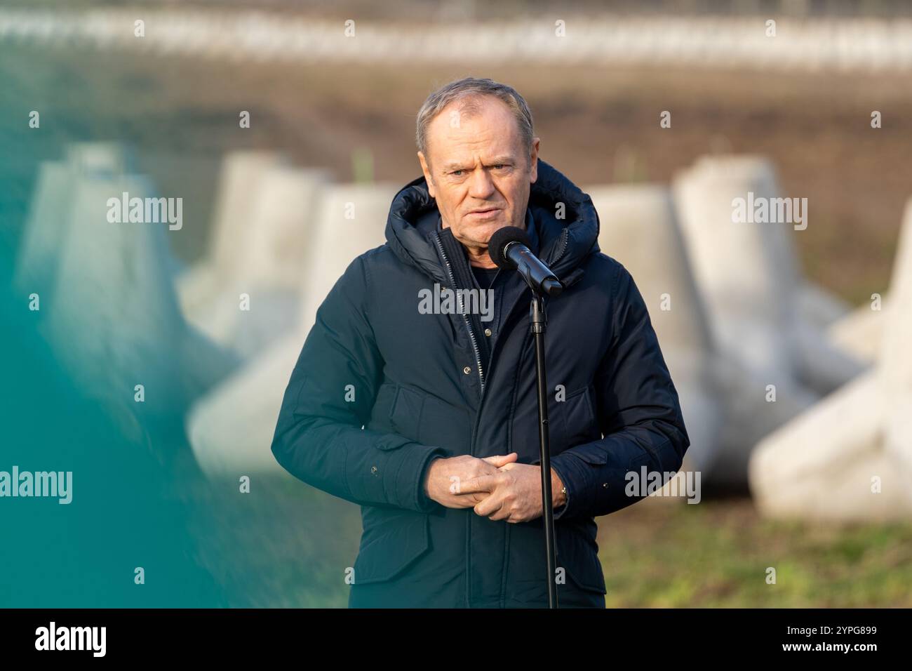 Prime Minister of Poland, Donald Tusk speaks during a press conference ...