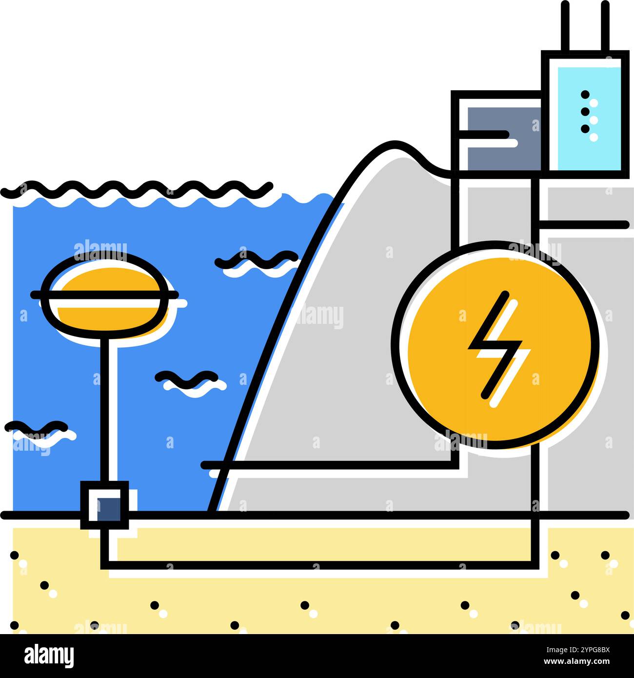 wave energy farm tidal power color icon vector illustration Stock ...