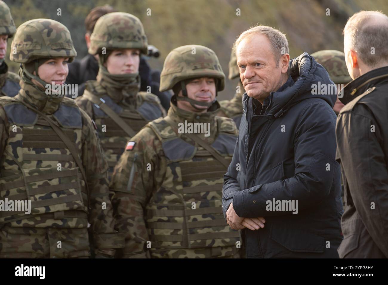 Poland's Prime Minister Donald Tusk arrives to inspect the first ...