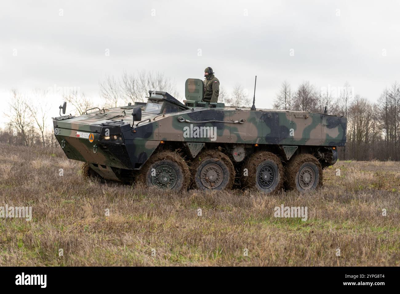 KTO Rosomak at Poland's border with Russia in Dabrowka. Polish Prime ...