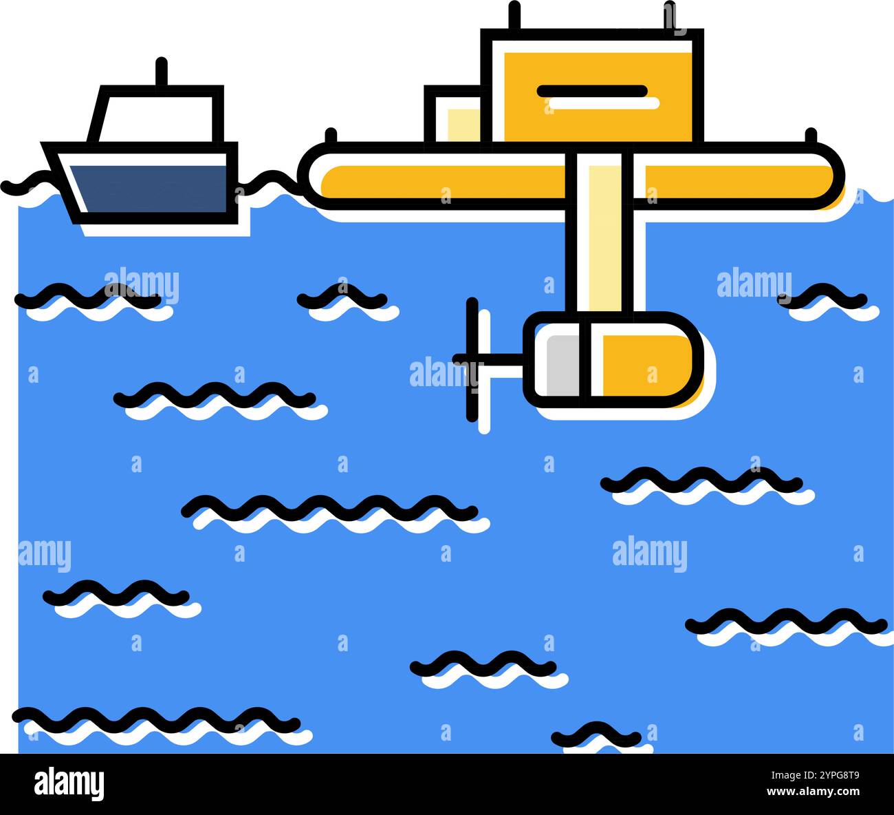 floating platform tidal power color icon vector illustration Stock ...