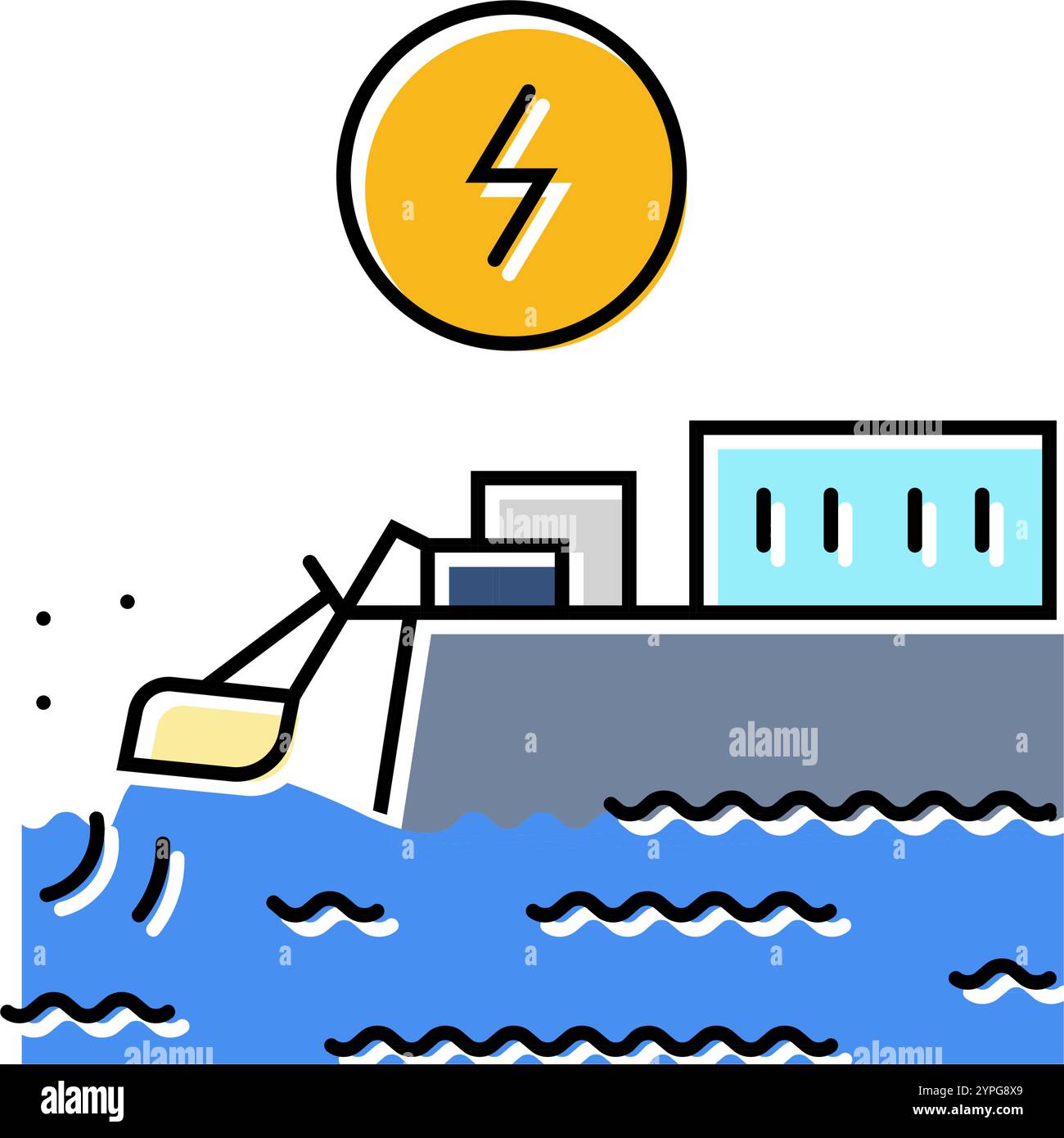 wave transmission tidal power color icon vector illustration Stock ...