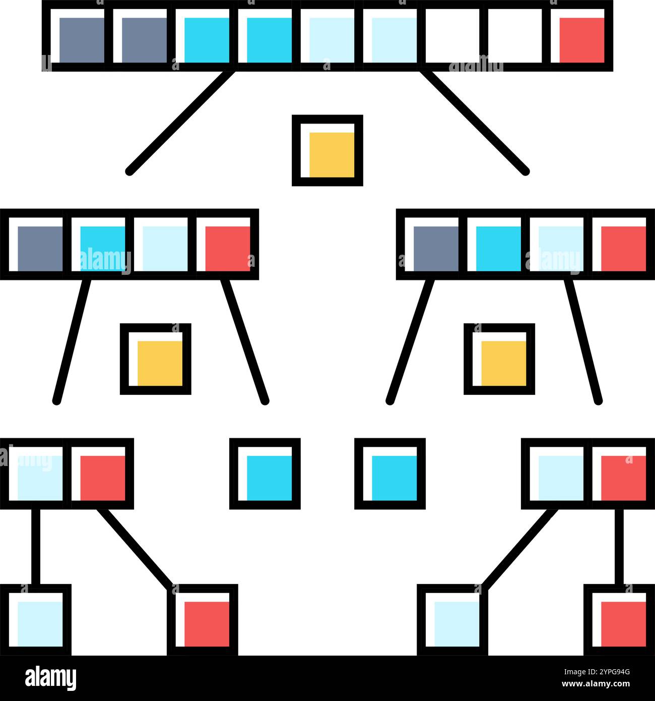Quicksort Algorithm Color Icon Vector Illustration Stock Vector Image