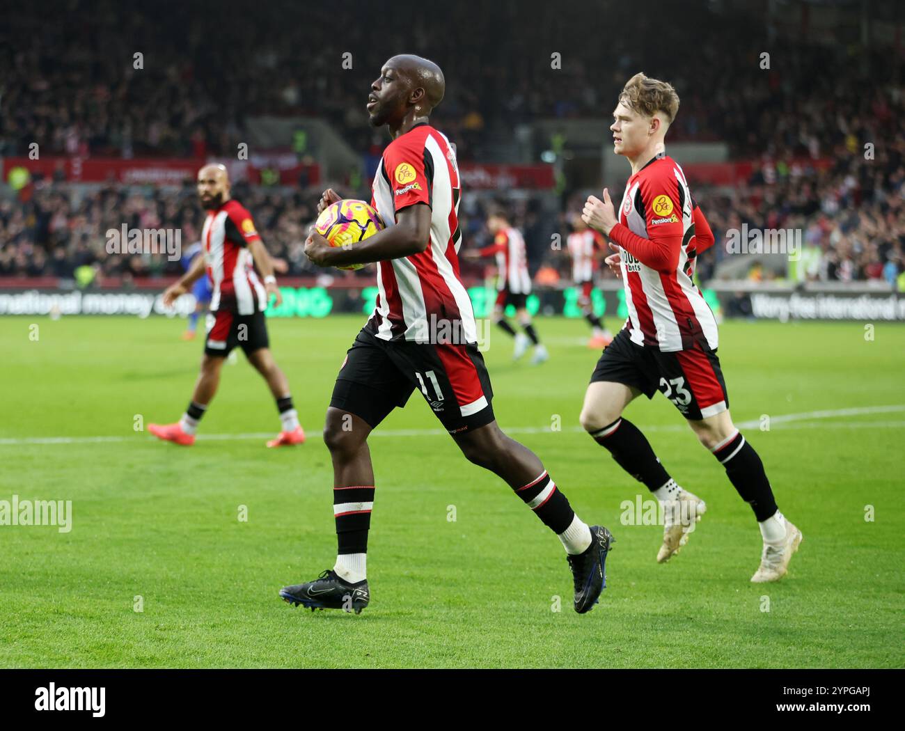 Brentford's Yoane Wissa celebrates scoring their side's first goal of ...