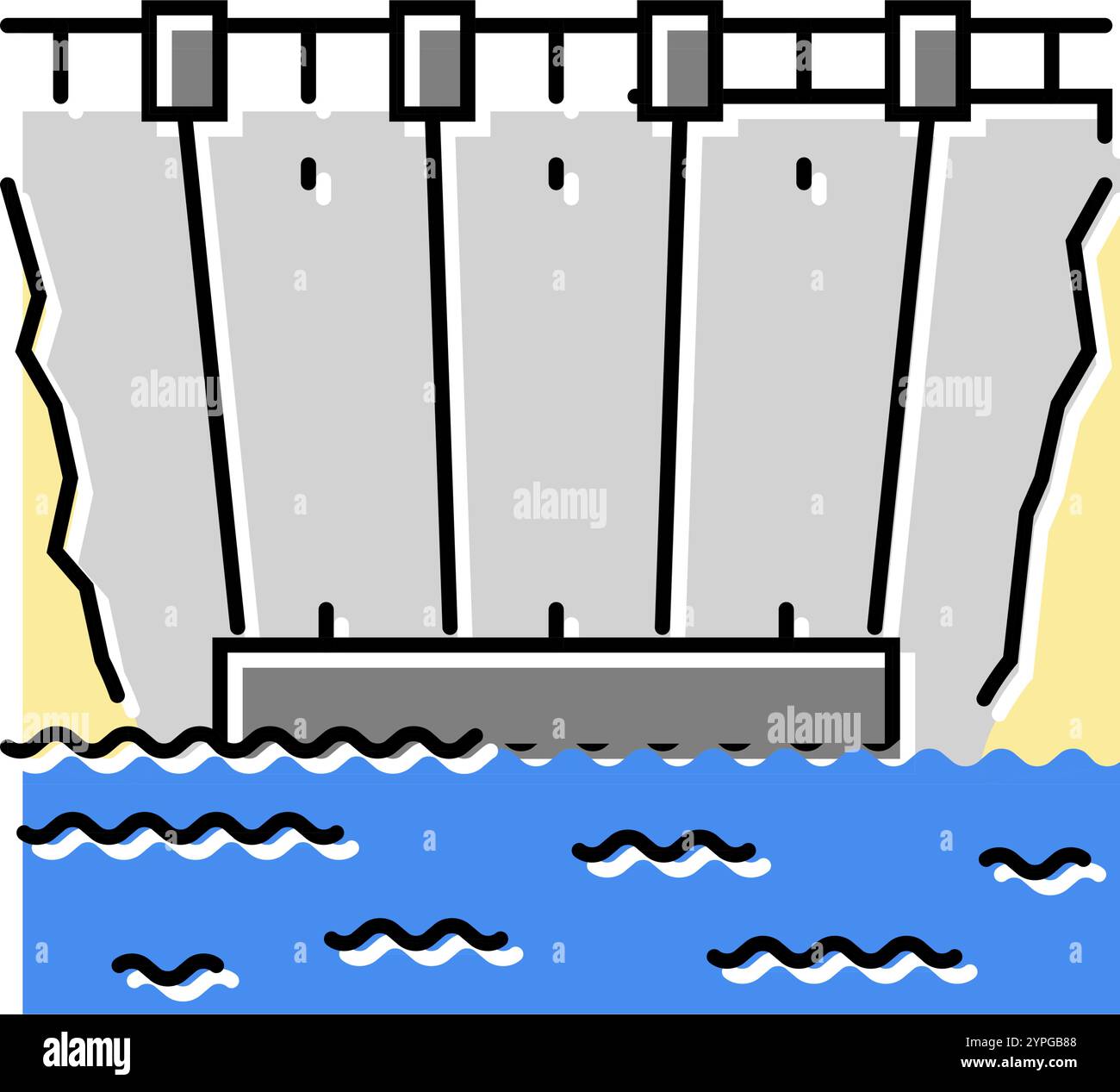dam structure hydroelectric power color icon vector illustration Stock ...