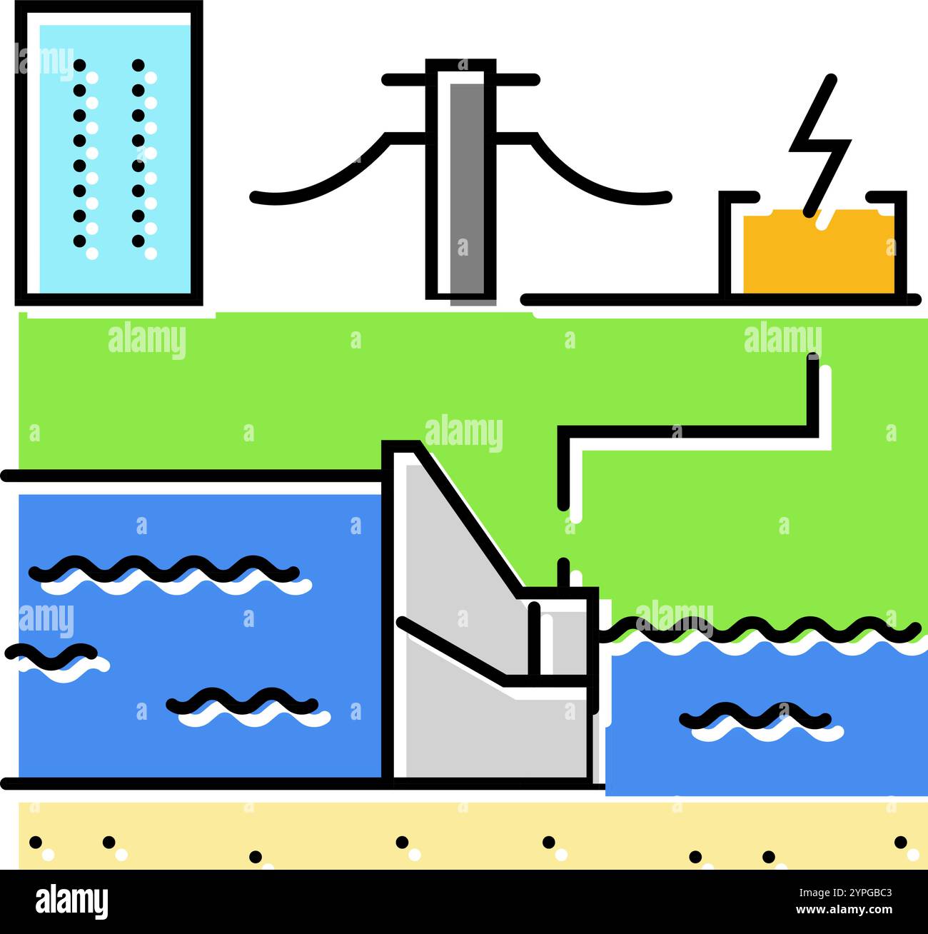 energy transmission hydroelectric power color icon vector illustration ...