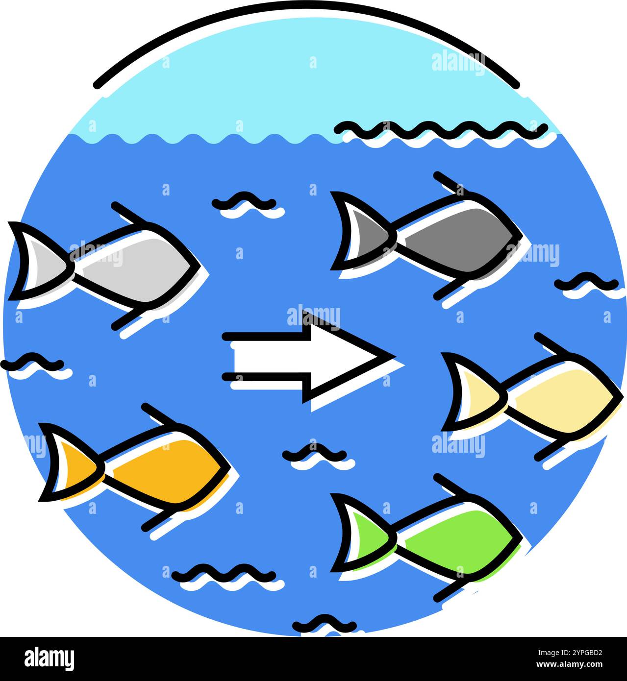 fish migration hydroelectric power color icon vector illustration Stock ...