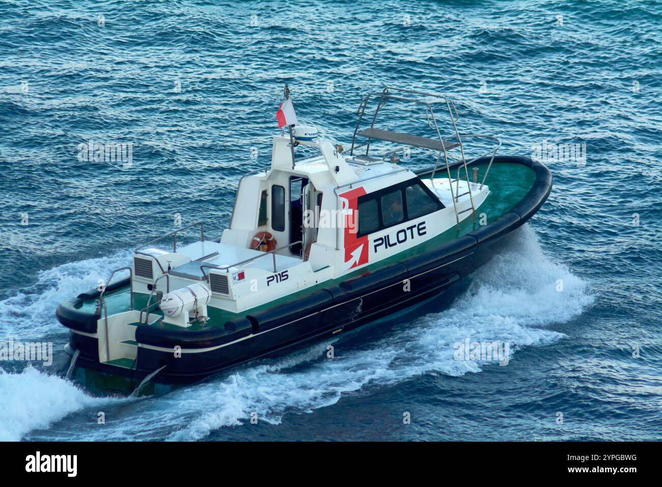 Marseille. France - November 30, 2024: A close-up view of a pilot boat ...