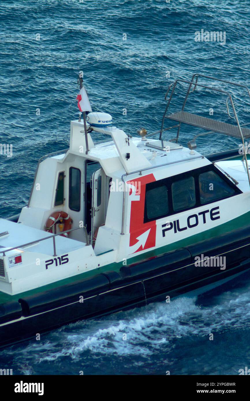 Marseille. France - November 30, 2024: The pilot boat is captured ...